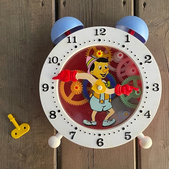 Disney | Toys | Walt Disney Pinocchio Tell Time Vintage Toy Clock Made ...
